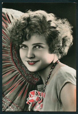 German 1925 Charming FLAPPER Art Deco Era PORTRAIT Hand Tinted BEAUTY ...