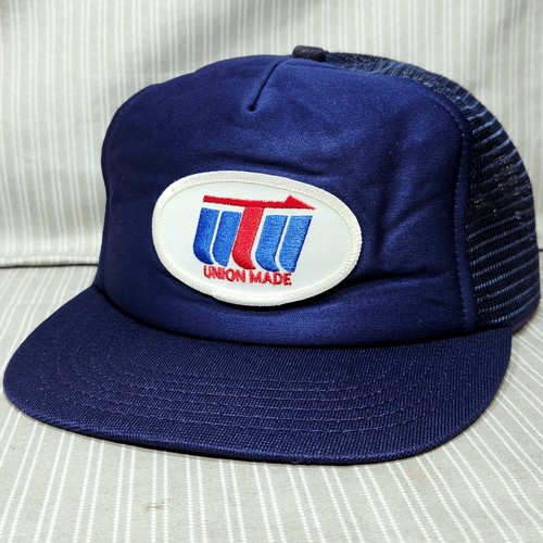 Vintage Trucker Hat, Snapback "UTU UNION MADE" Patch Logo - Navy Blue ...