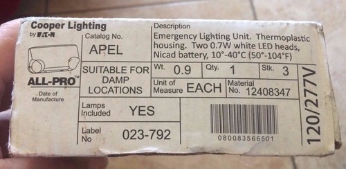 Cooper Lighting All-Pro APEL Double Head LED Emergency Light | eBay