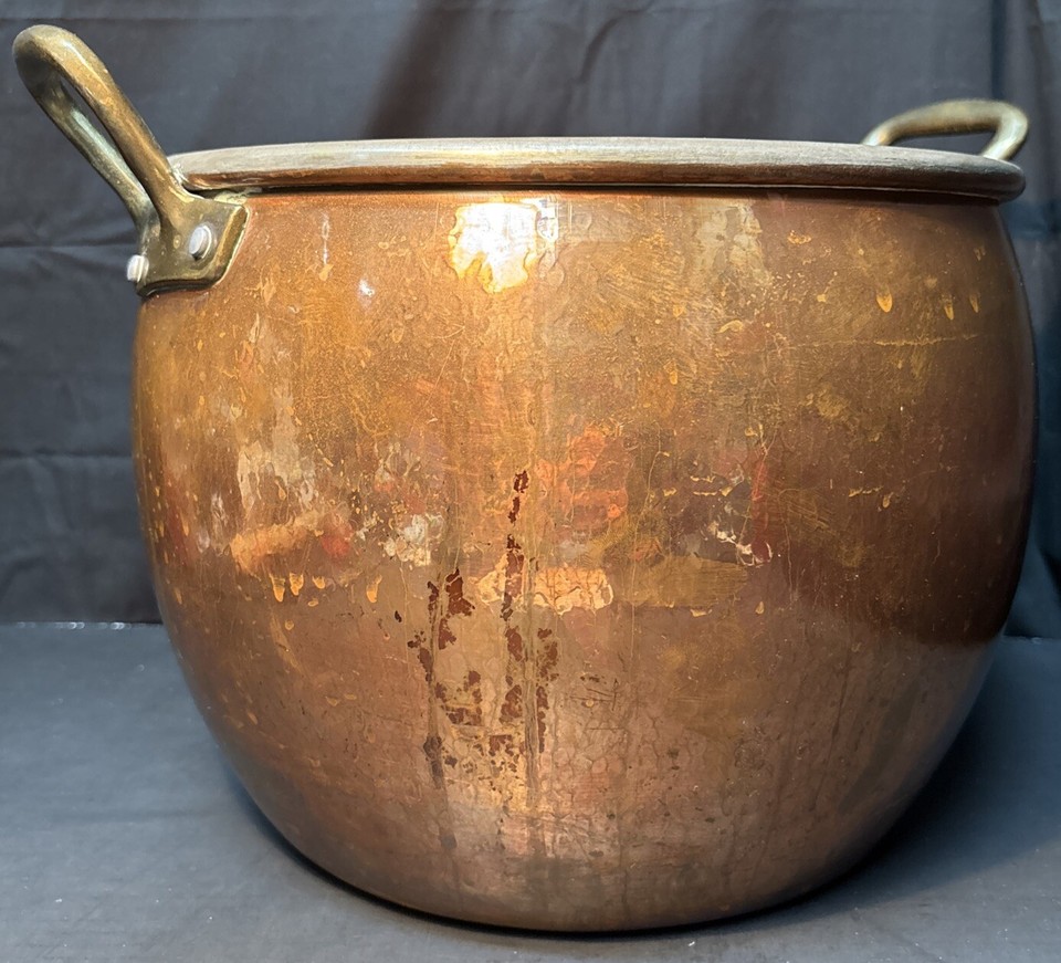 RUFFONI LARGE HAMMERED COPPER STOCK POT 14 QUART MADE IN ITALY | eBay