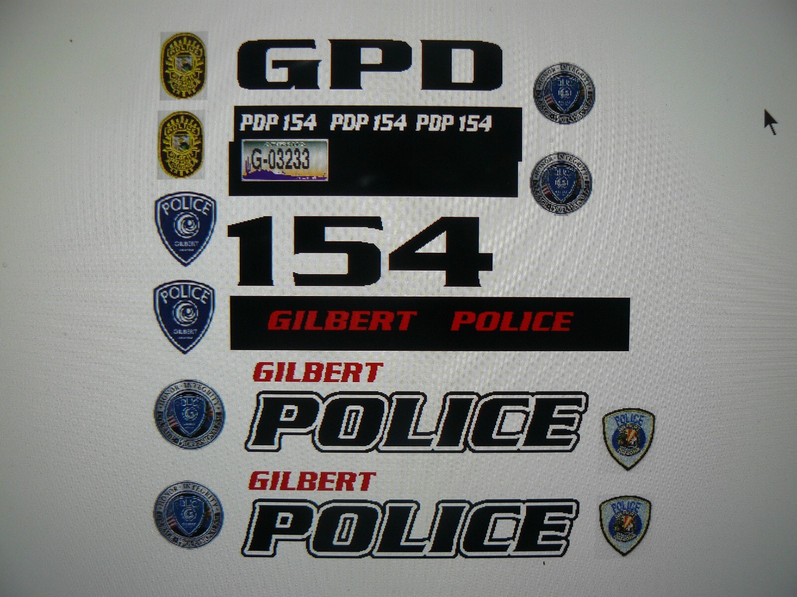 Gilbert Arizona Police Patrol Car Decals 1: 64 two for one money | eBay