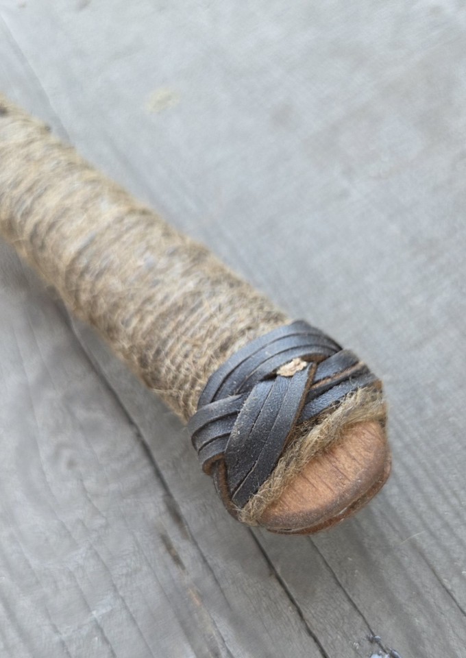 Antique Hog Splitter Meat Cleaver Vintage Large Butcher Jute Wrap Turks ...