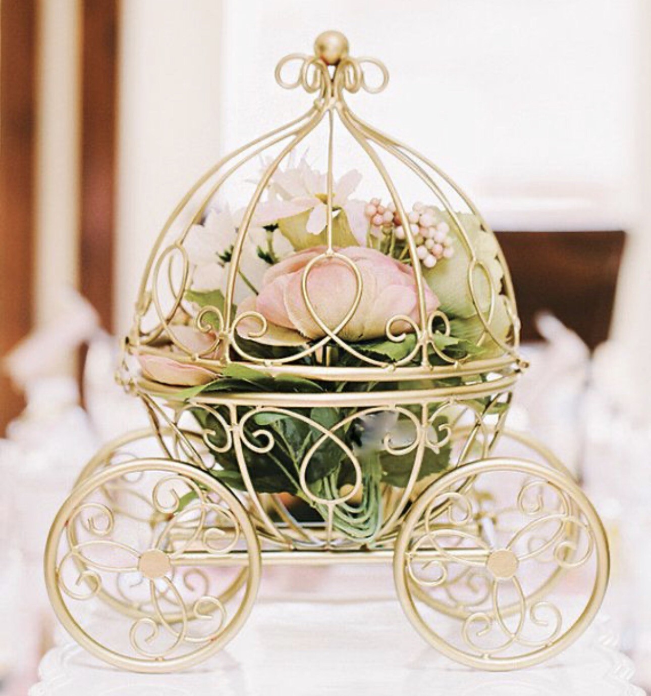 Gold Carriage Princess Wedding Party Decor Centerpiece Planter Pot ...