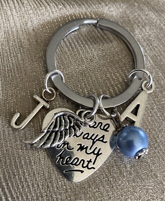 Memorial Key Ring with Two Initials of YOUR CHOICE Sympathy Gift - New ...