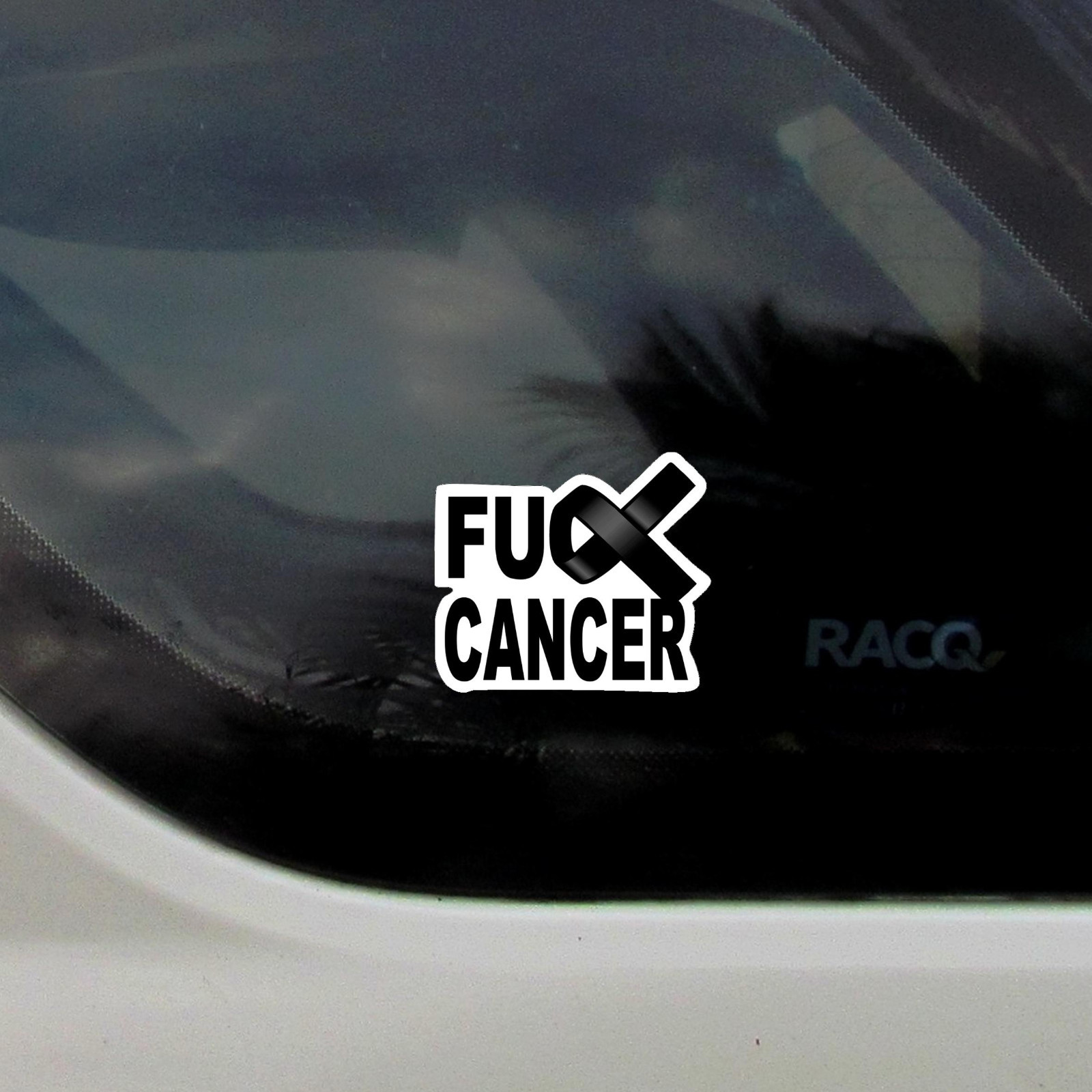 f**k cancer with black ribbon vinyl sticker 100 x 87mm car bumper ...