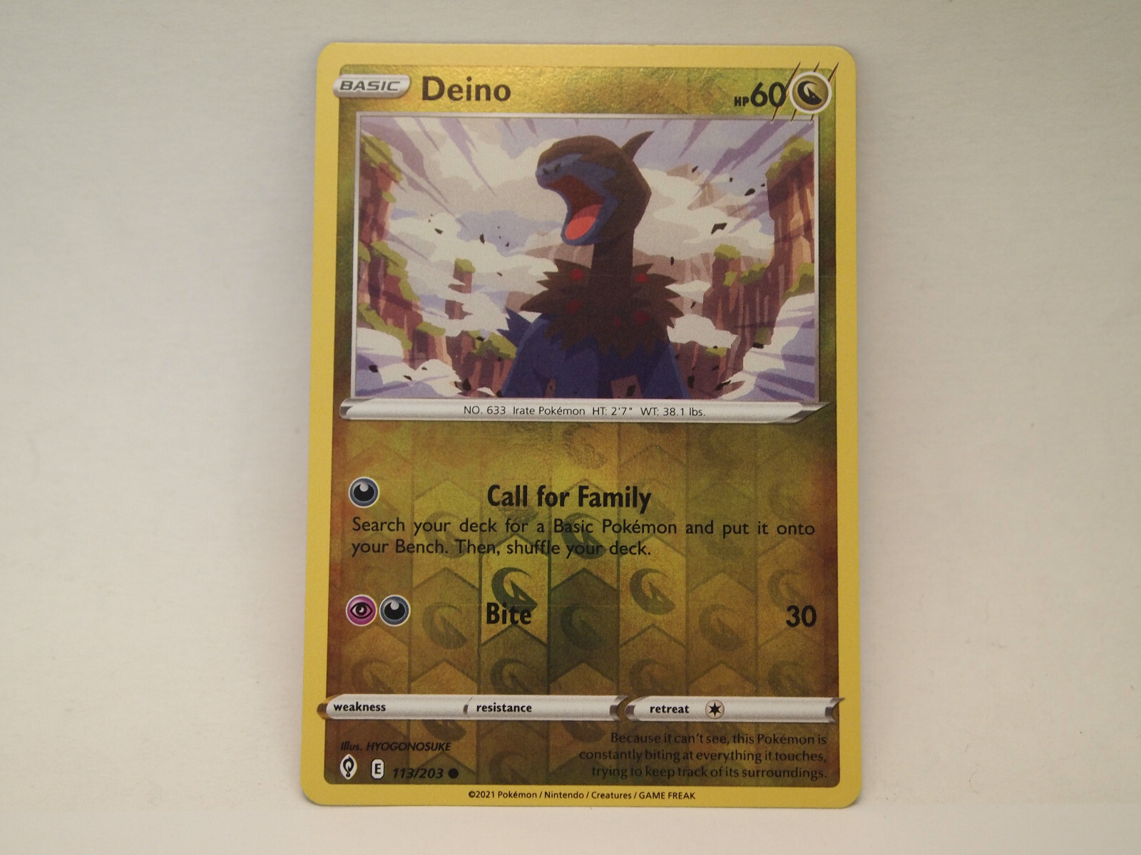 Deino 113/203 Reverse Holo Evolving Skies Pokemon TCG Card NM ...