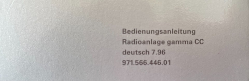 Anleitung Betriebsanleitung Audi Radioanlage gamma CC 971.566.446.01 ...