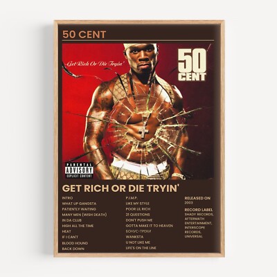 50 Cent - Get Rich or Die Tryin' Album Cover Music Poster. Great gift ...