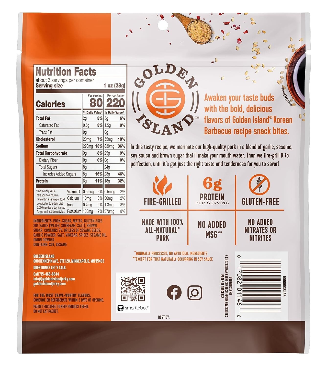 Golden Island Korean Barbecue Pork Snack Bites – Gluten Free Protein ...