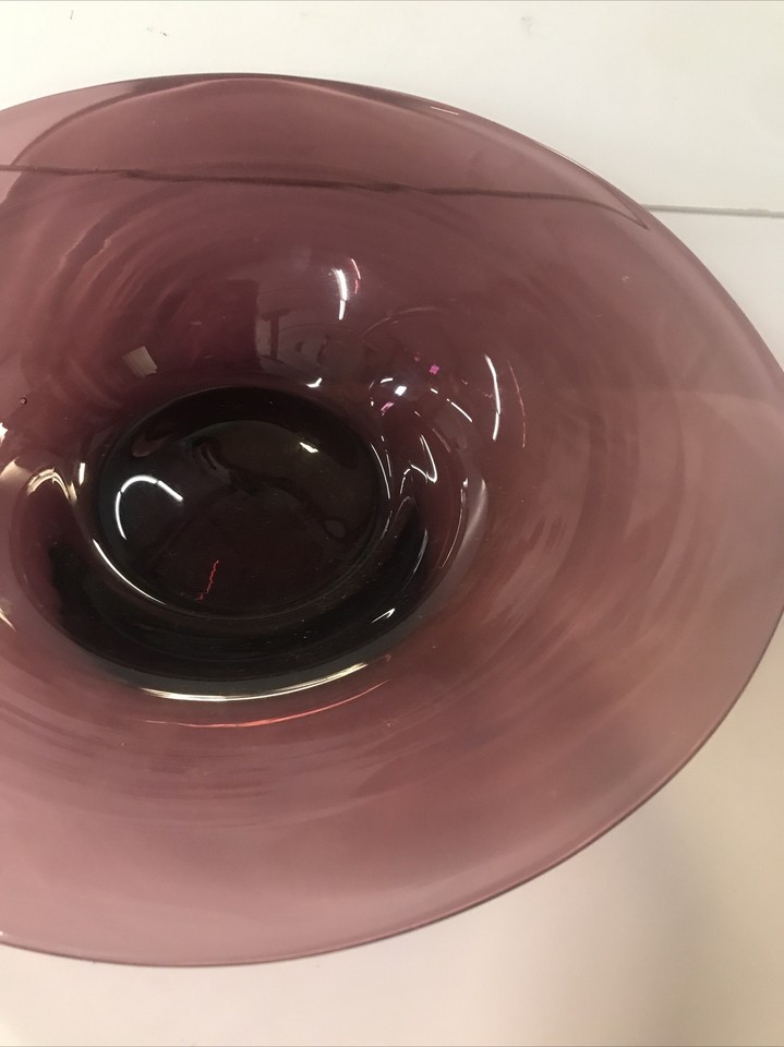 Vintage Blenko Cranberry Glass Assymetrical Bowl #955 w/Rough Pontil | eBay