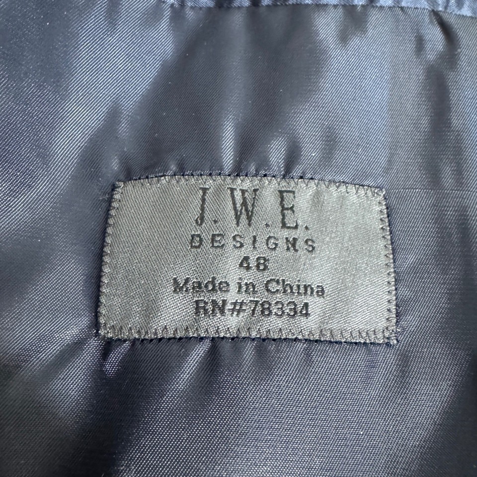 JWE Designs Mens Navy Blue Windowpane Wool Blend Two Button Suit Size ...