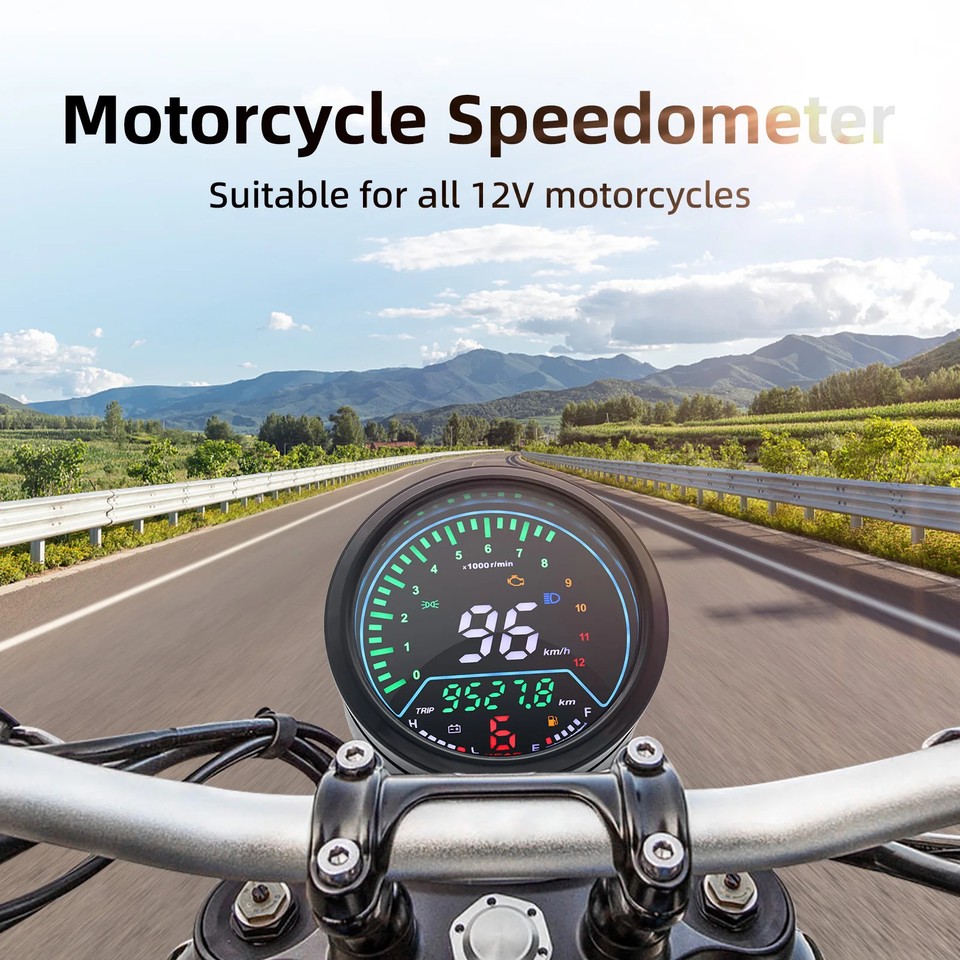 Motorcycle RPM Speed Speedometer Moto Digital Instrument Panel Voltage ...