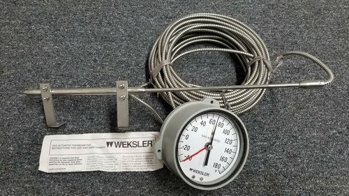 Weksler Gas Actuated Dial Temperature Gauge 40 to 180°F 70' Sensor ...