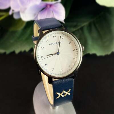 Women’s Watch, Navy Blue Leather Band, Black Case - TOKYObay | eBay
