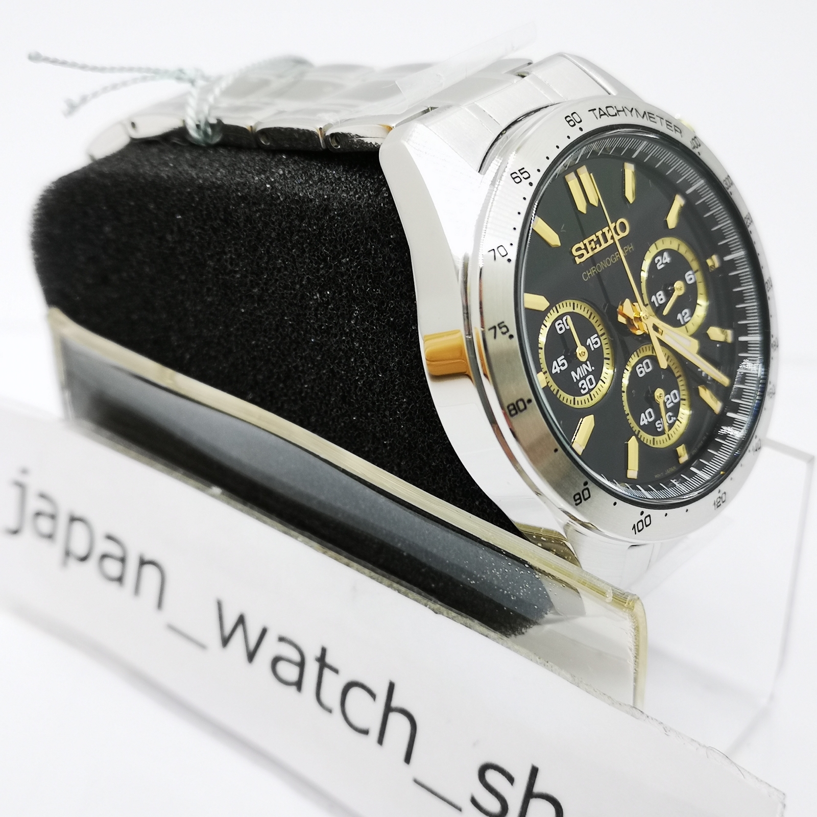 SEIKO SPIRIT Chronograph SBTR015 Black Silver Waterproof Men's Watch ...