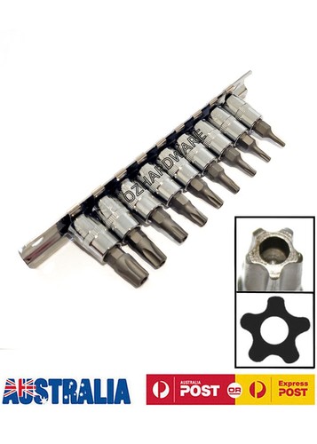 9pieces 5 Point Torx Star Bit Set Tamper Proof Security Bit Socket Set ...