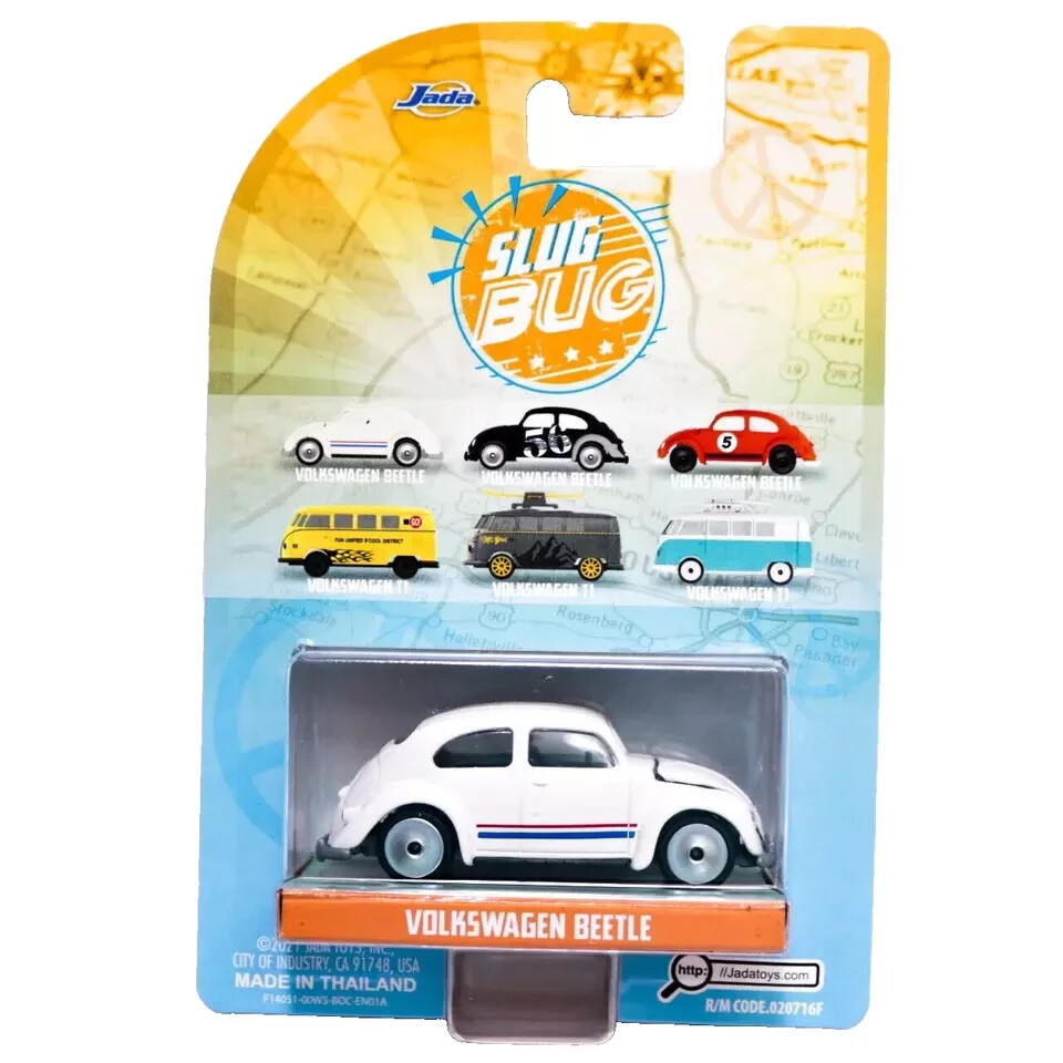 Jada Punch Buggy Slug Bug Volkswagen Beetle White with Stripes Diecast ...