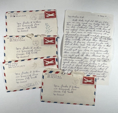 1955 Airmail Letters x4 - APO 235 / APO 239 - Korea / Japan - Letters ...