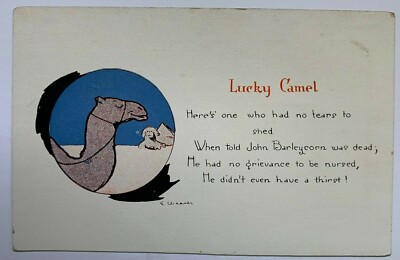 Postcard Artist Camel Comic Prohibition Artist Signed E Weaver "Lucky ...