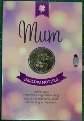 MUM, Darling Mother, Card & Lucky Coin, 115 x 170mm, Luck Coin 35mm ...