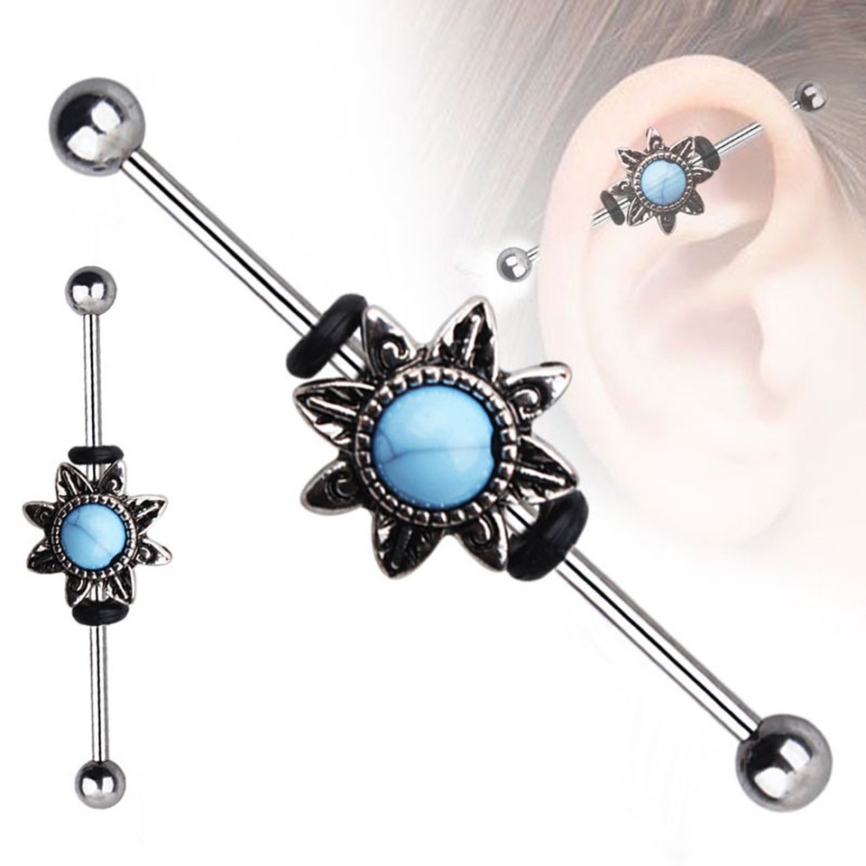 1PC 14G Surgical Steel Industrial Barbell Earring Cartilage Ear ...