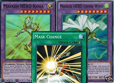 Masked Hero Divine wind 3-CARD FUSION SET:Masked Hero Koga, Mask Change ...