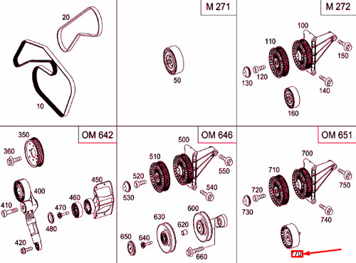 OEM MERCEDES-BENZ SPRINTER 906 V-RIBBED BELT GUIDE PULLEY A6512000970 ...