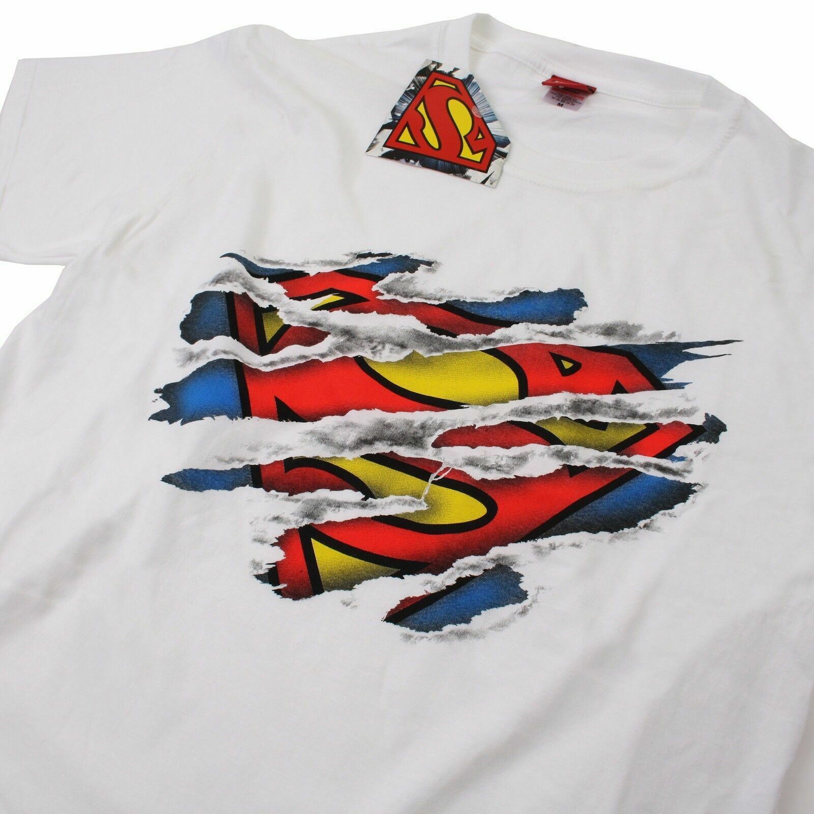 Official DC Comics Mens Superman Torn Logo T-shirt White Sizes S - XXL ...