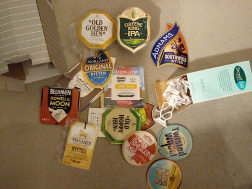 Beer Pump clip badges 2 metal clips PLUS ALL the remaining badges etc ...