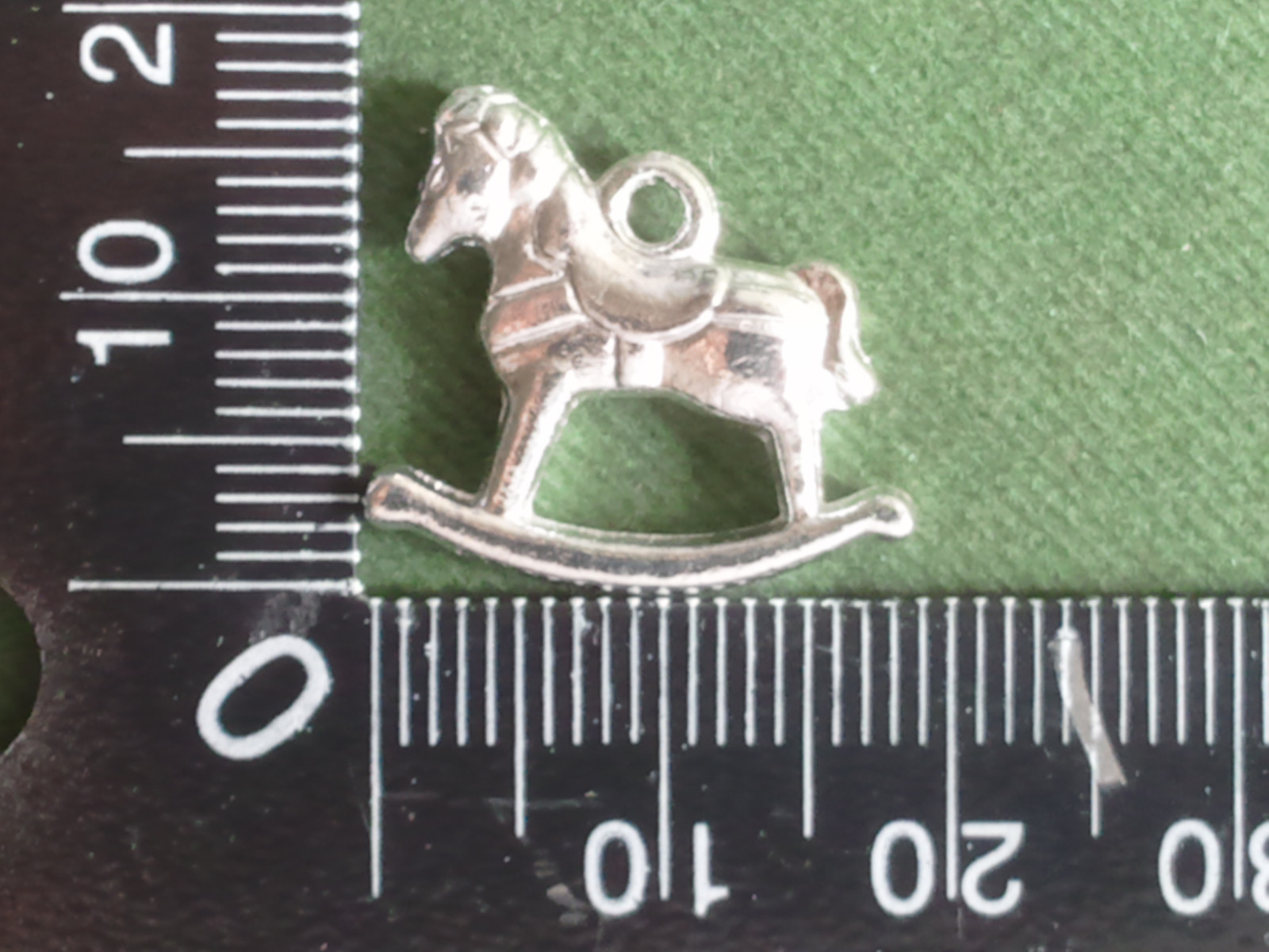 5 Rocking Horse Charms - bright silver - Baby Traditional Toy Christmas ...