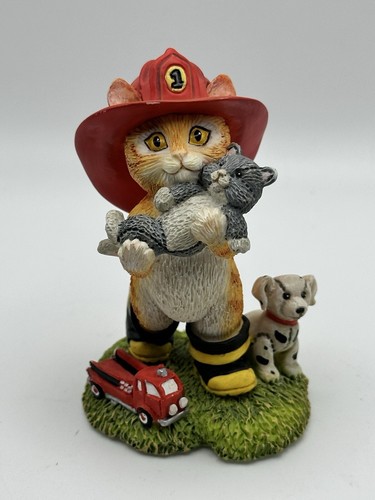 Copy Cats Kitty To The Rescue Fireman Figurine 1998 Hamilton Collection ...