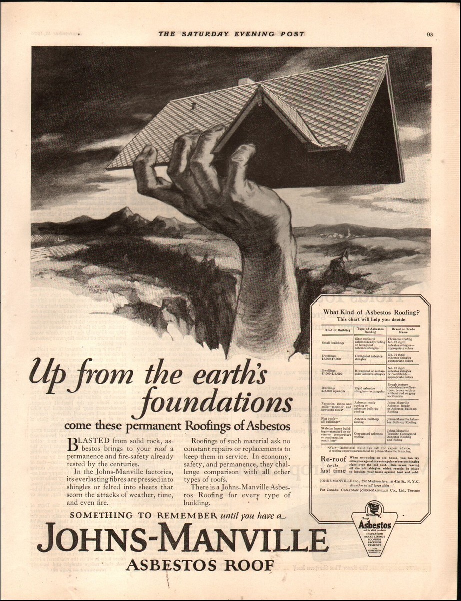 Vintage Asbestos Advertising 1926 Johns Manville Asbestos Shingles Ad