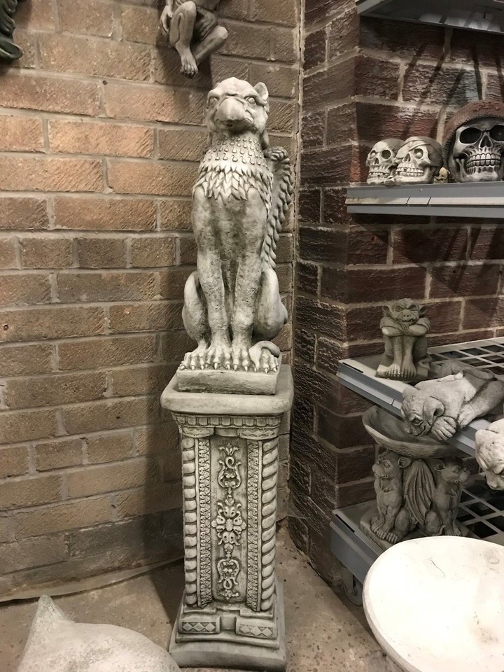 Tall Griffin guards and plinths garden concrete stone ornaments ...