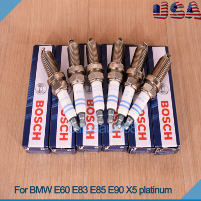 6PCS 12122158253 Bosch Spark Plugs FR7NPP332 For BMW E60 E83 E85 E90 X5 ...