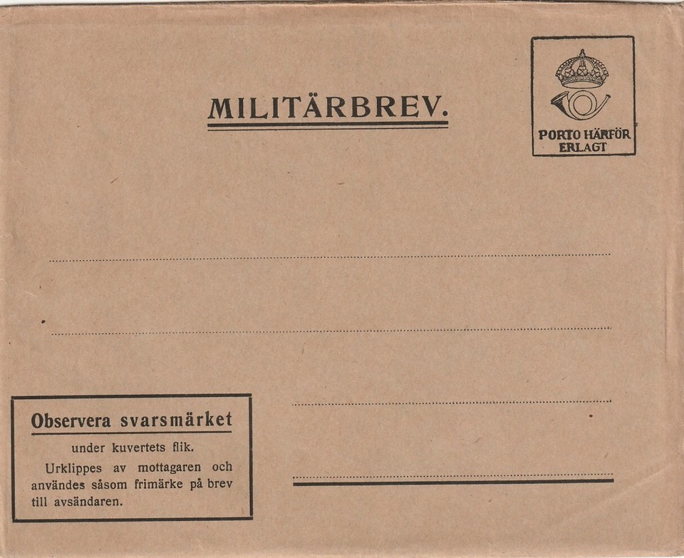 SWEDEN: Military mail, Military envelope 1929, M1, unused, scarce. | eBay