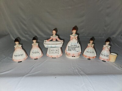 Vintage Enesco Pink Kitchen Prayer Lady Set (6 figurines total) | eBay