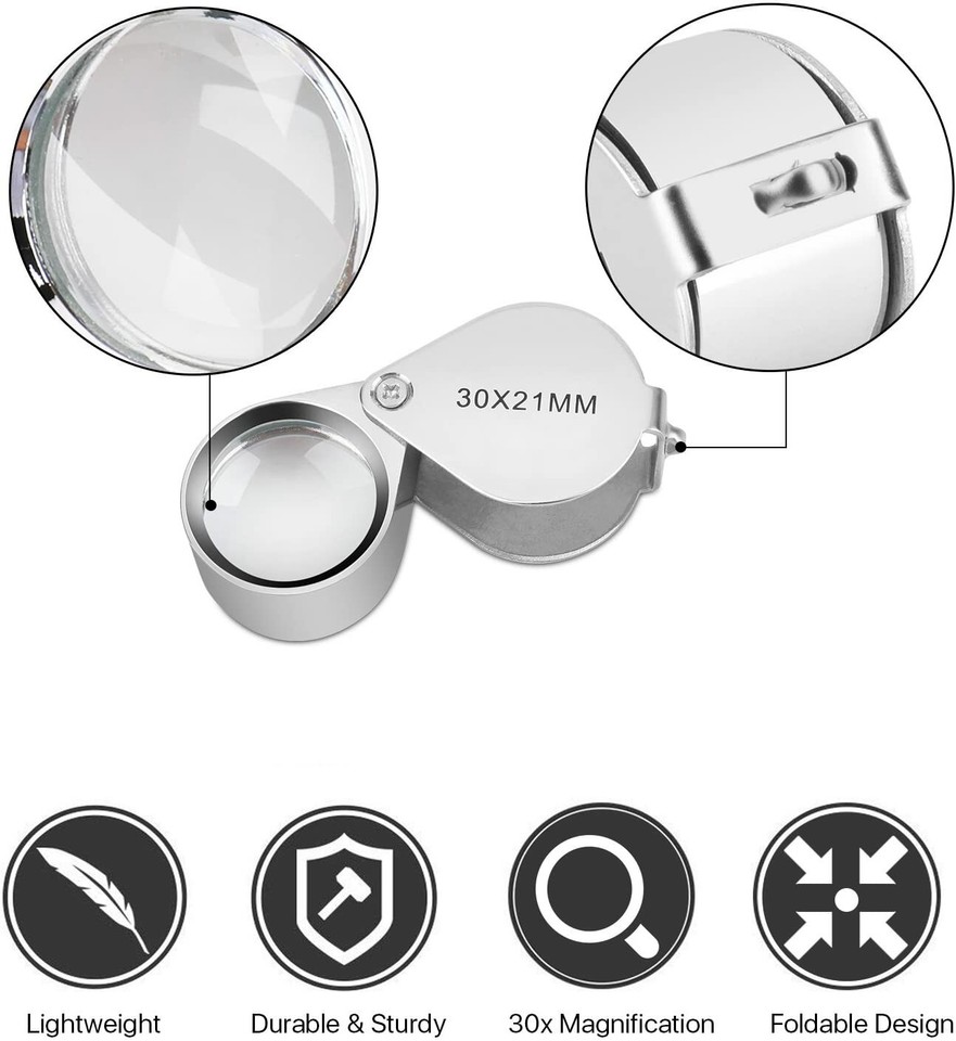 30X 21mm Jewelers Jewelry Eye Loupe Optical Magnifying Glass Lens ...