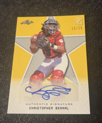 2020 CHRISTOPHER BERNAL LEAF PERFECT GAME AUTO YELLOW PARALLEL ROOKIE ...