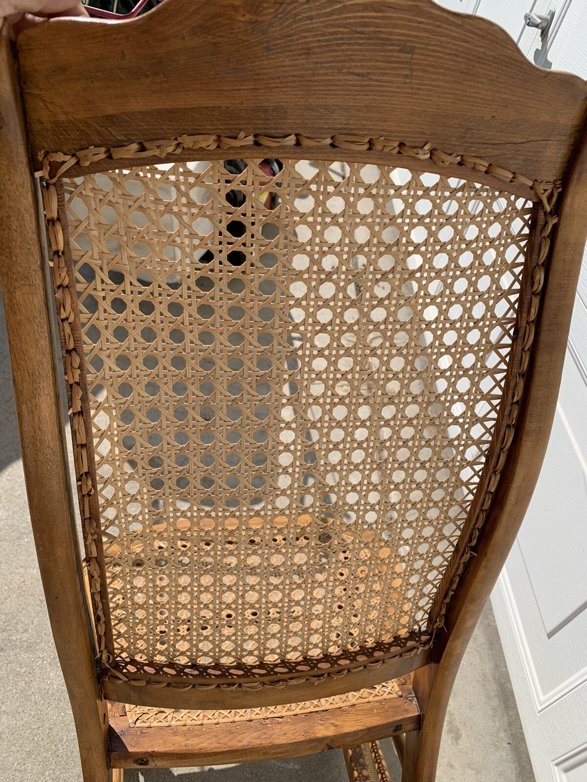 Antique ROCKER cane back rocking chair mid century modern wood | eBay