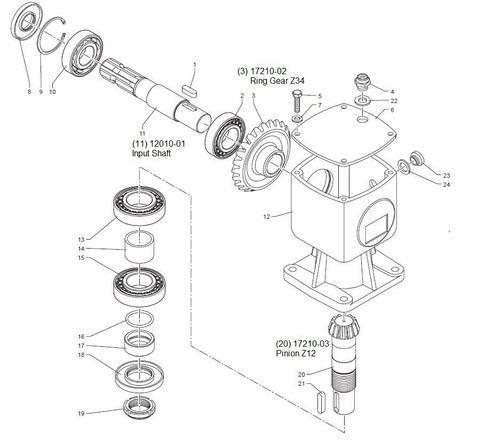 Sicma /Phoenix First Choice Finish Mower Gearbox input Shaft and Gear ...