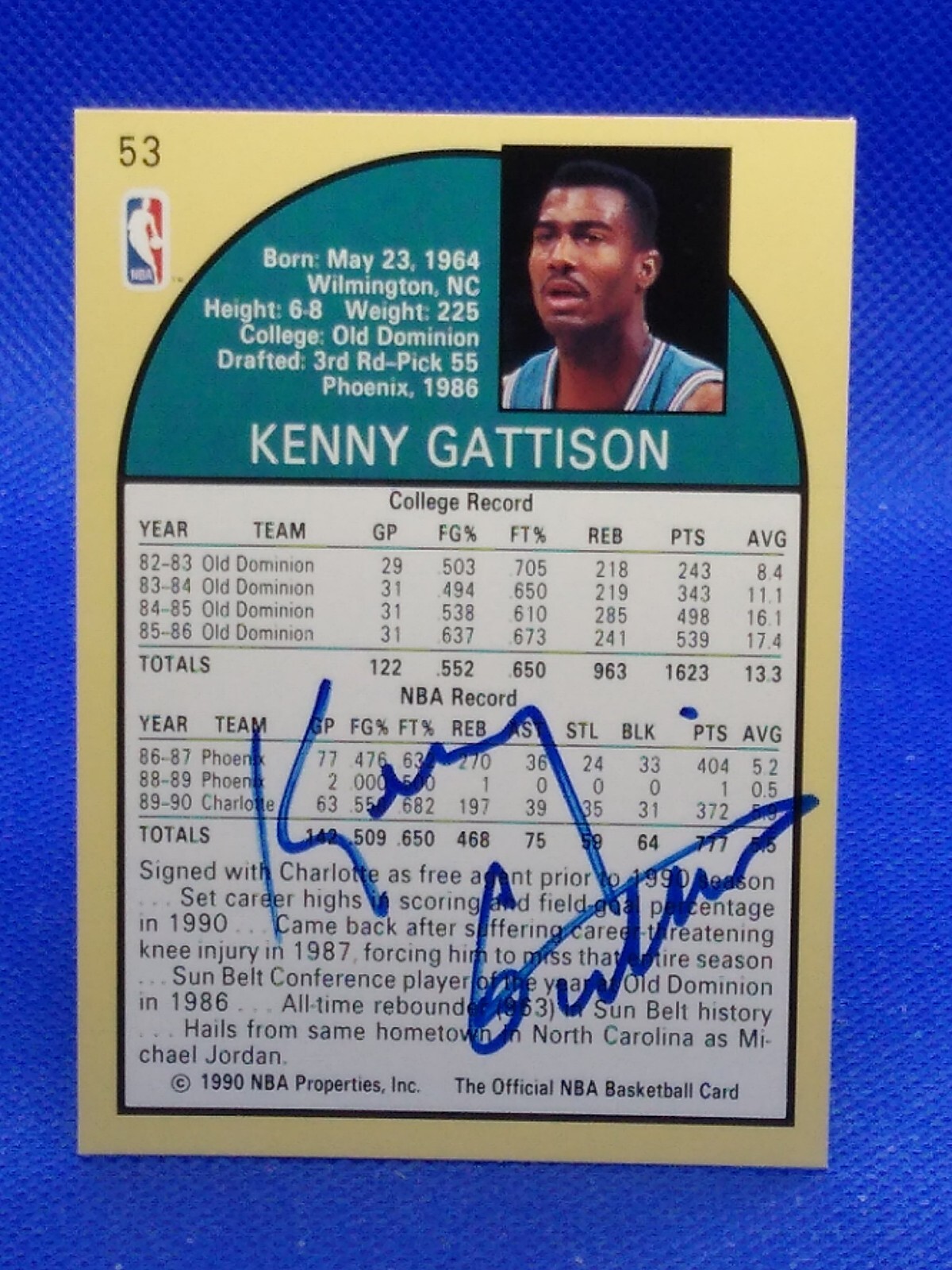 AUTOGRAPH Kenny Gattison 1990-91 Hoops #53 AUTO | eBay