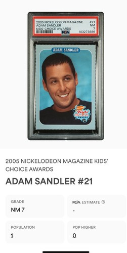 ADAM SANDLER ROOKIE RARE NICKELODEON 2005 CARD KIDS AWARDS PSA 7 | eBay