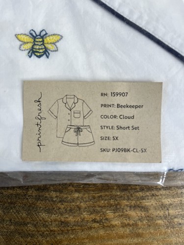 Print Fresh Beekeeper Bee Pajamas Short Set Women’s 5X White Short ...