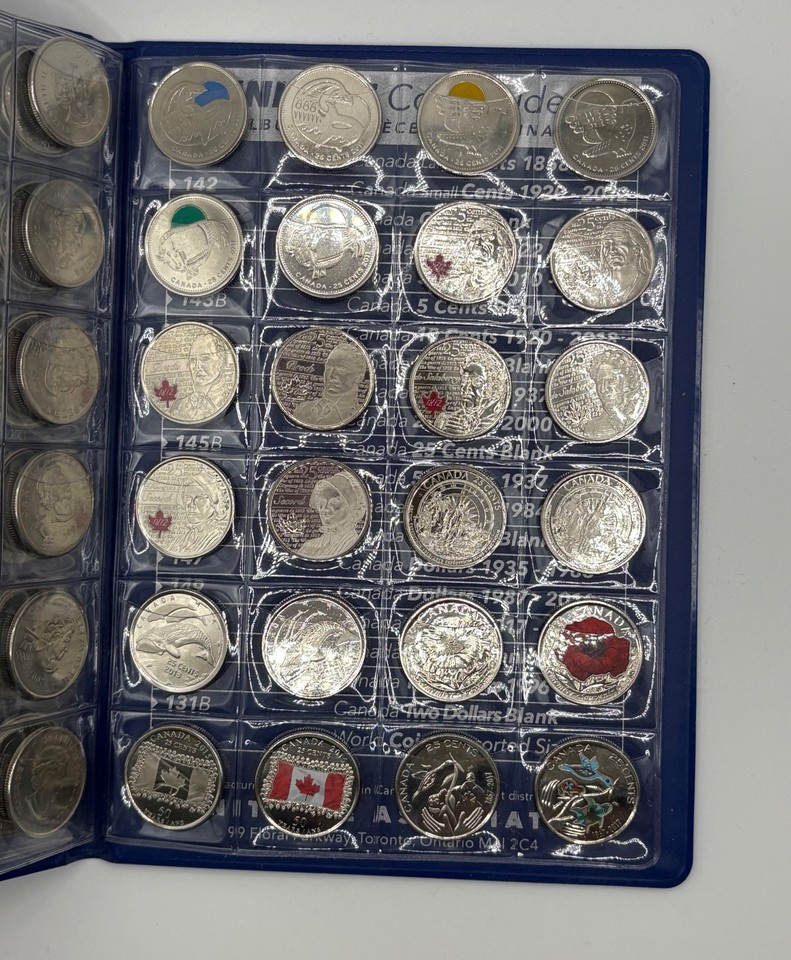 1967 - 2017 Canadian Quarter Collection Book 96 Coins 25C - Inc Colour ...
