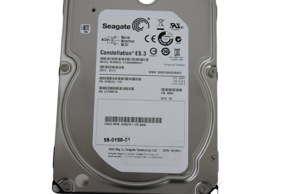 Seagate Constellation ES.3 4TB SAS 6G 7.2K 3.5" Hard Drive HDD ...