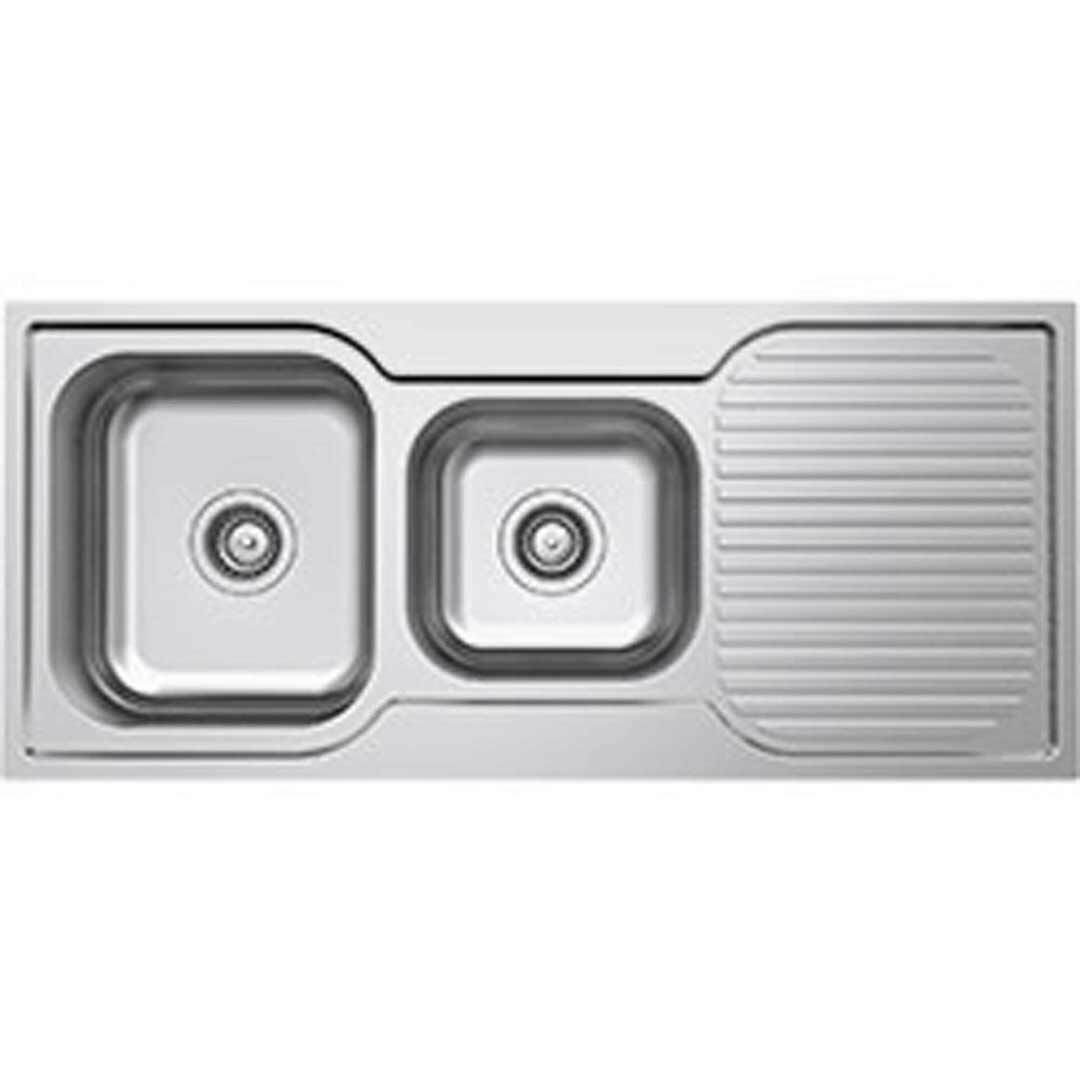 New Stainless Steel Sink Kitchen Left hand Double 1 & 3-4 Bowl 1080mm ...