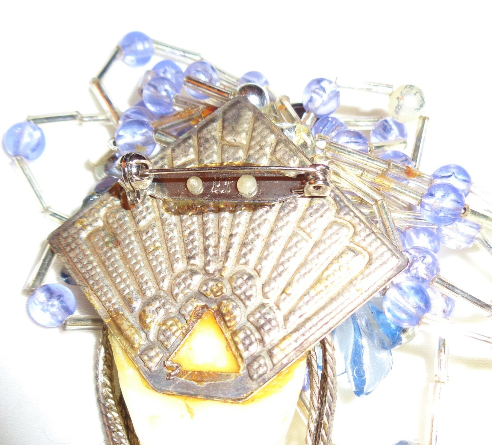 Beautiful Vintage Woman Face Pin Purple & Blue Gemsto… - Gem