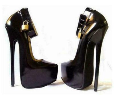Womens 24cm High Heel Stiletto Platform Lock Strap Metal Club Party ...