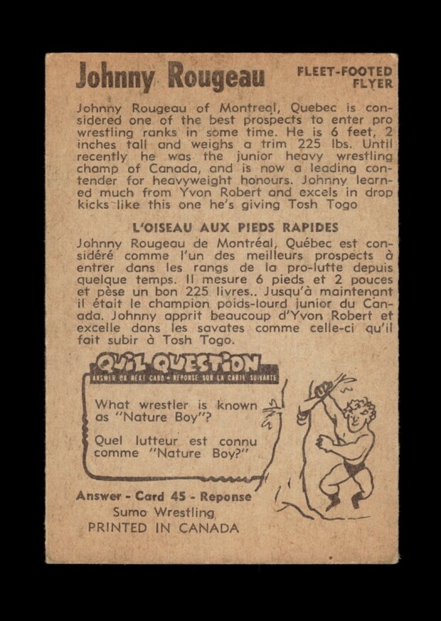 1954-55 Parkhurst Wrestling Set-Break # 46 Johnny Rougeau VG-VGEX ...