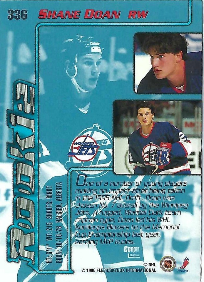 1995-96 Fleer Ultra Extra Rookie Shane Doan - Winnipeg Jets | eBay